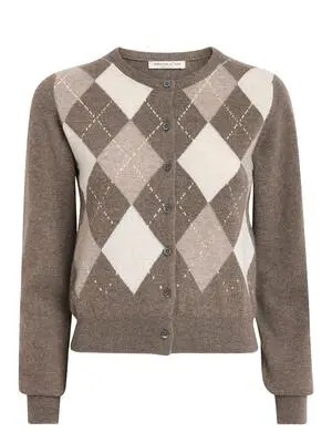 Johnstons Of Elgin Cashmere Argyle Cardigan - Brown