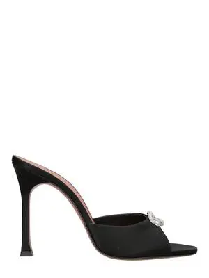 Amina Muaddi Satin Camelia Heeled Mules 105 - Black