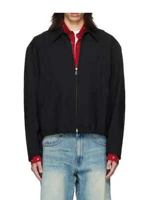COOR Wool-blend Cropped Jacket - Black