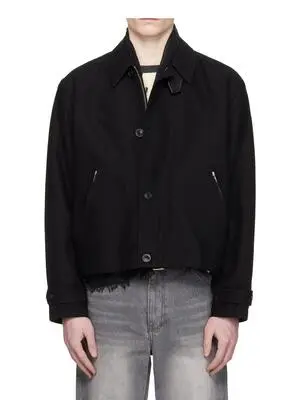 COOR Virgin Wool And Linen Blend Twill Jacket With Zip Pockets - Black