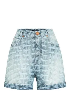 BALMAIN Balmain Monogram Denim Shorts