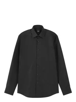 Hugo Boss Boss One Slim-fit Dress Shirt In Wrinkle-free Poplin - Black