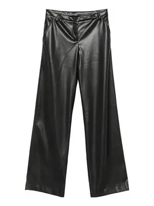 ERMANNO FIRENZE Wide-leg Faux Leather Trousers - Black