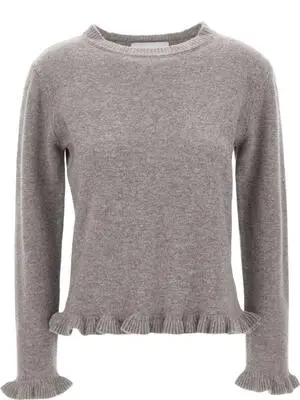 KAOS Ruffled Hem Knitted Sweater - Grey