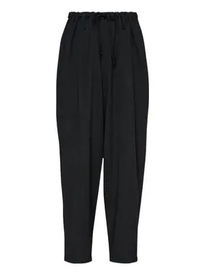 Yohji Yamamoto Drawstring Waist Tapered Pleated Trousers - Black