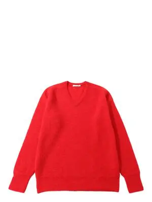 Auralee Long-sleeved V-neck Sweater - Red