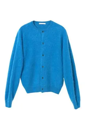 Auralee Long-sleeve Open-front Alpaca Wool Cardigan - Blue