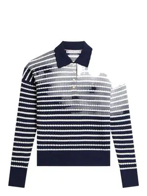Tommy Hilfiger Polo Collar Long Sleeve Knit Top - Black