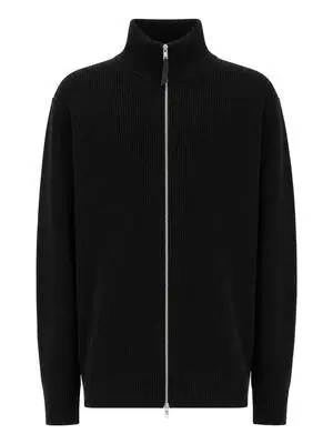 MAISON MARGIELA Ribbed Zip-up Cardigan - Black