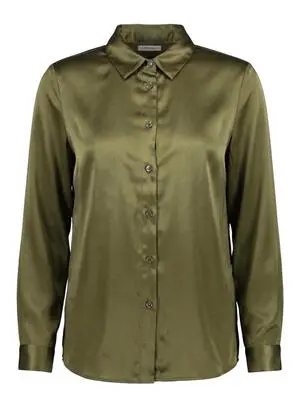 TRAFFIC PEOPLE Traffic People Satin-Style Olive Shirt