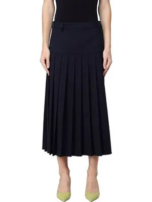 N° 21 High-waisted Pleated Wool Blend Midi Skirt - Blue
