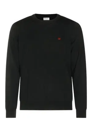 Celine Crew Neck Sweater With Embroidered Detail - Black