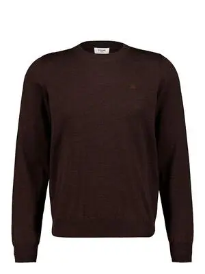 Celine Crew Neck Sweater With Embroidered Detail - Brown