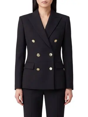 DONDUP Double-breasted Viscose Blazer With Peak Lapels And Metal Buttons - Black
