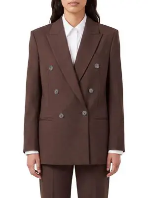 DONDUP Cropped Double-breasted Wool Blazer With Peak Lapels - Brown