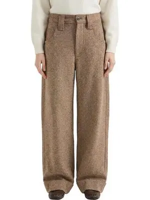 BRUNELLO CUCINELLI Brunello Cucinelli High-Waisted Wide-Leg Wool Blend Trousers