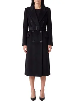 TAGLIATORE Tagliatore Belted Double-Breasted Long Coat In Alpaca And Wool