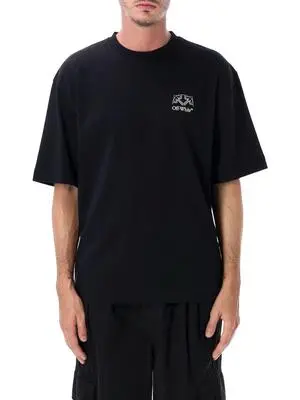 Off-White Arrow Logo Cotton T-shirt With Dropped Shoulders - Black