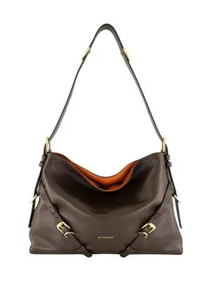 Givenchy Leather Shoulder Bag With Gold Tone Hardware - Cocoa