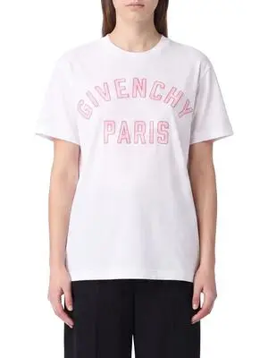 Givenchy Cotton T-shirt With Pink Appliqué Logo - White