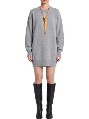 Elisabetta Franchi Jewelled Cut-out Knit Mini Dress - Grey