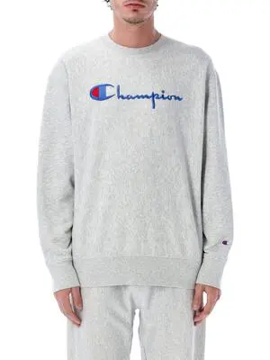 Champion Champion Crewneck Cotton Sweatshirt With Contrast Logo And Dropped Shoulders Grey