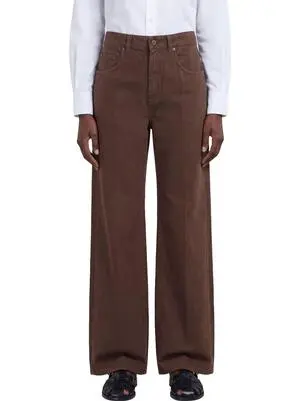 BRUNELLO CUCINELLI Brunello Cucinelli High-Waisted Wide-Leg Cotton Trousers With Monili Detail