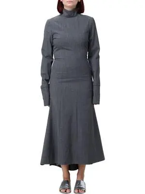 THELATEST Edda High-neck Virgin Wool Blend Midi Dress - Grey