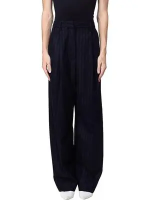 THELATEST Pinstriped Wool Blend High-waisted Palazzo Trousers - Blue