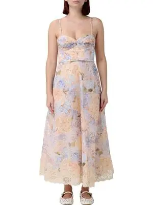 Zimmermann Valiant Floral Print Linen And Silk Off-the-shoulder Midi Dress - Blue