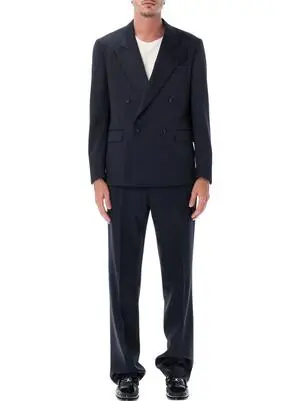LARDINI Regular Fit Double-breasted Suit In Pure Virgin Wool - Blue