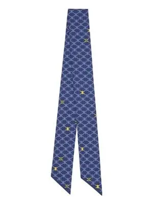 Celine Printed Silk Scarf - Navy