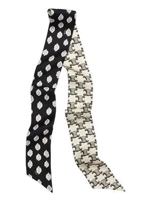 Celine Silk Scarf With Triomphe Print - Black