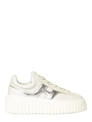 Hogan Hogan H-Stripes Leather Platform Sneakers With Laminated Details Grey
