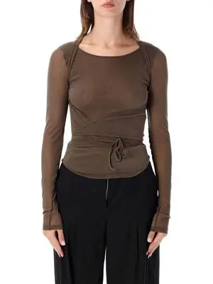 LEMAIRE Sheer Polyamide Long-sleeved Slim Fit Top - Brown
