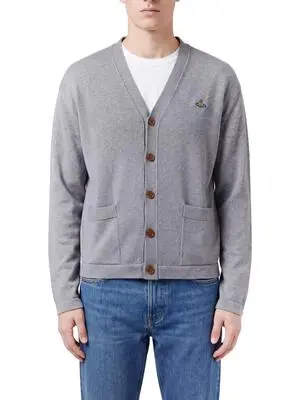 VIVIENNE WESTWOOD Orb Logo Cotton And Cashmere Cardigan - Grey