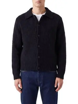 Dries Van Noten Polo-style Alpaca And Merino Wool Blend Cardigan - Black