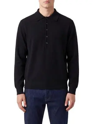 Dries Van Noten Dries Van Noten Long-Sleeved Knitted Polo In Pure Merino Wool Black