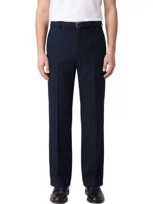 Dries Van Noten Wide-leg Pleated Wool Trousers - Navy