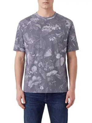 EMPORIO ARMANI Floral Print All-over Cotton Crew-neck T-shirt