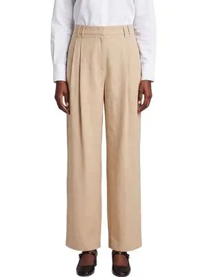 Brunello Cucinelli High-waisted Pleated Wide-leg Trousers - Beige