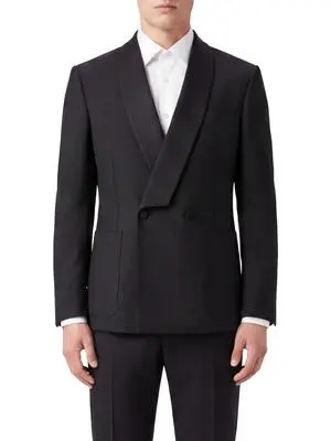 Alexander McQueen Wool Double-breasted Tuxedo Blazer With Satin Shawl Collar - Black