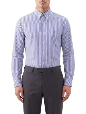 Polo Ralph Lauren Slim Fit Striped Stretch-cotton Shirt With Pony Logo Blue 1