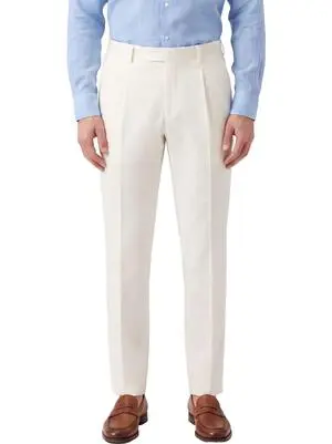 PT TORINO PT Torino Pleated Slim Fit Tailored Trousers White