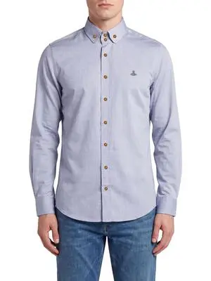 VIVIENNE WESTWOOD Slim Fit Cotton Shirt With Button-down Collar - Blue