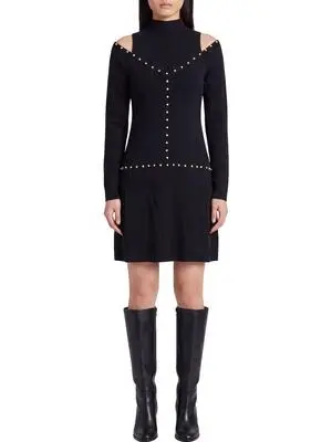 LIU JO Liu Jo Cut-Out Shoulder Knit Mini Dress With Stud Embellishments