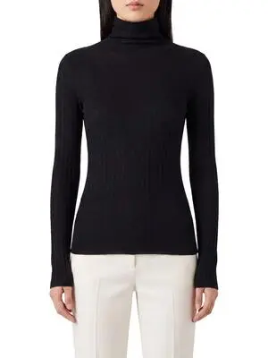 ROBERTO COLLINA Ribbed Knit Turtleneck - Black