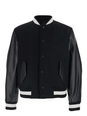 Givenchy Varsity Jacket With Leather Sleeves - Black