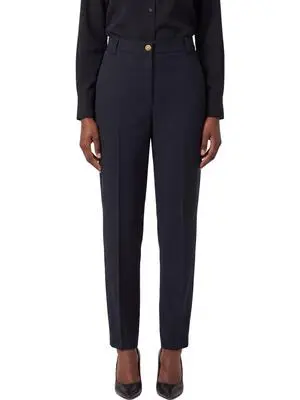 Pinko Slim Fit Skinny Wool Blend Mid-rise Trousers - Blue