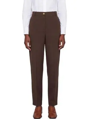 Pinko Slim Fit Skinny Wool Blend Mid-rise Trousers - Brown
